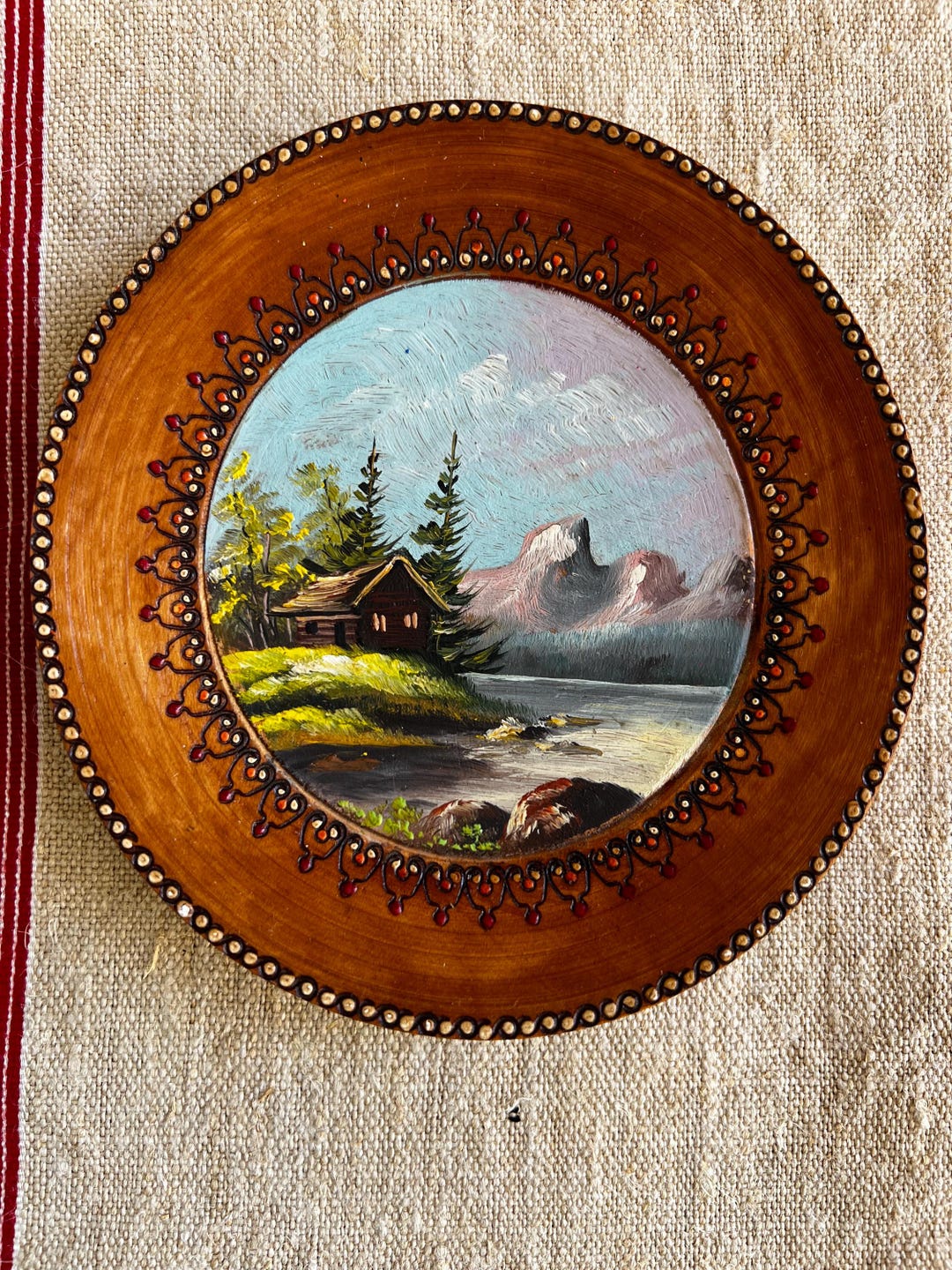 Cottage Core Wooden Folk Romanian Plate Hand Painted - Etsy