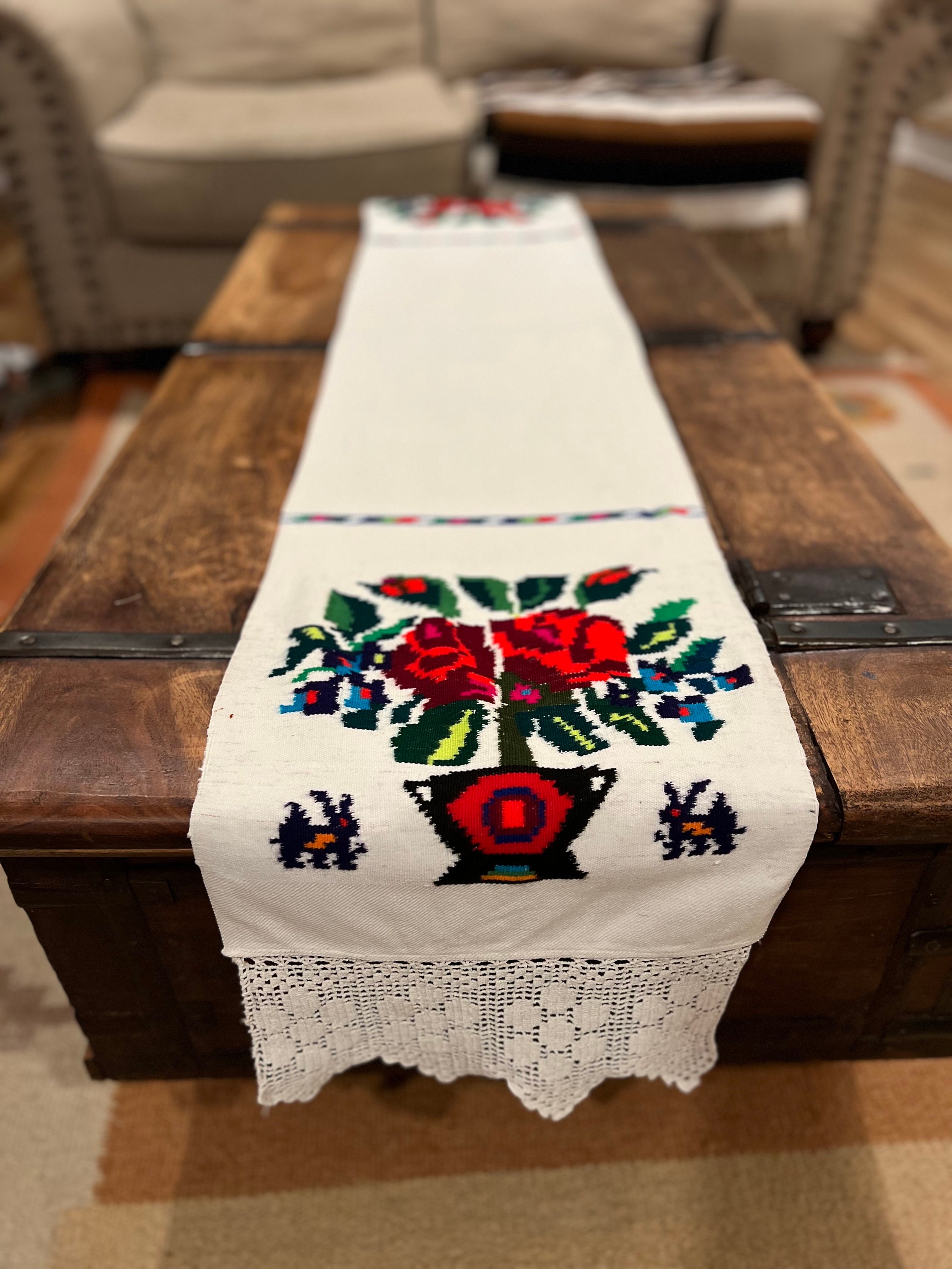Vintage Romanian Folk Towel Table Runner Wall Decor From Transylvania ...