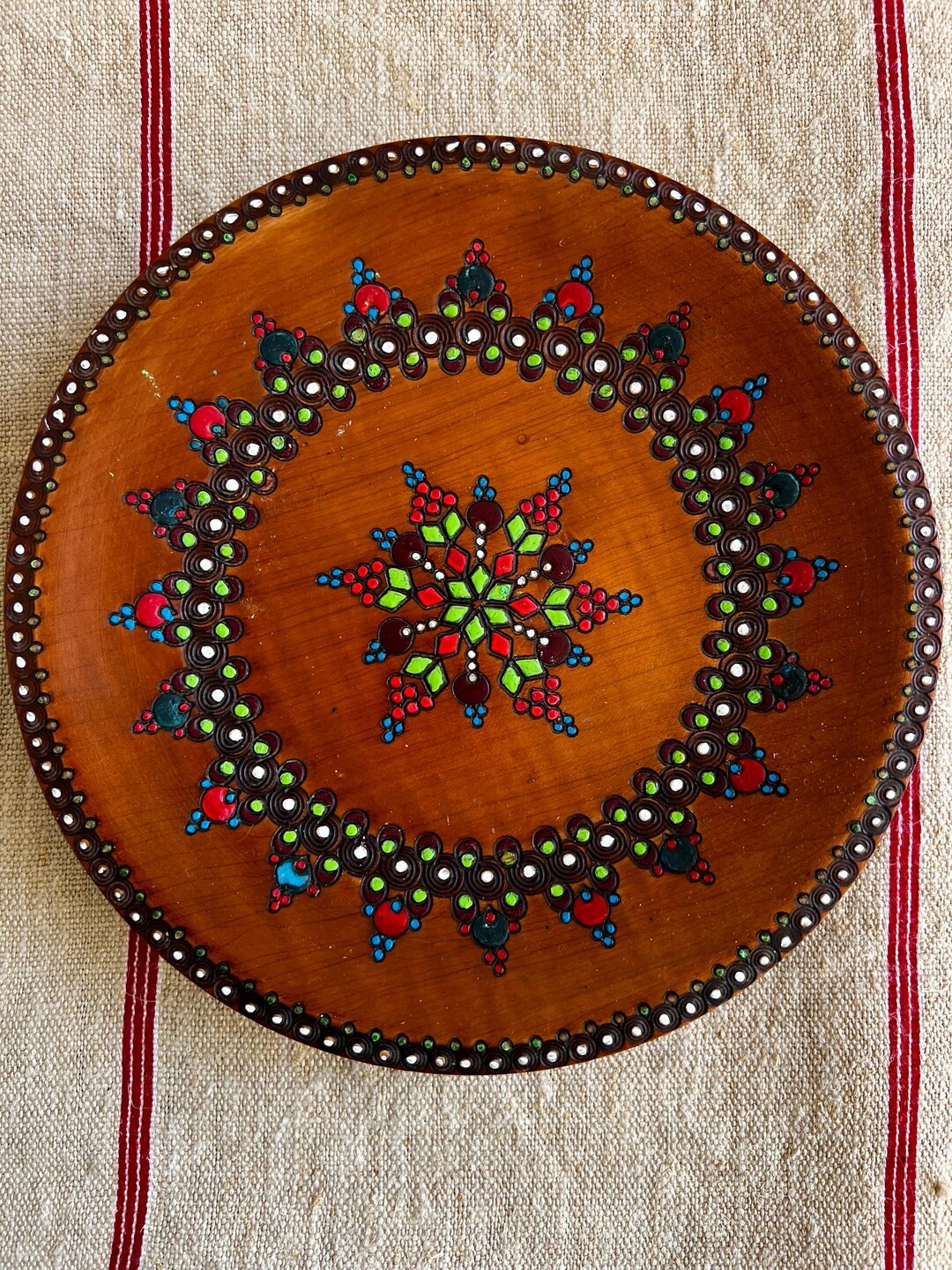Cottage Core Wooden Folk Romanian Plate Hand Painted - Etsy