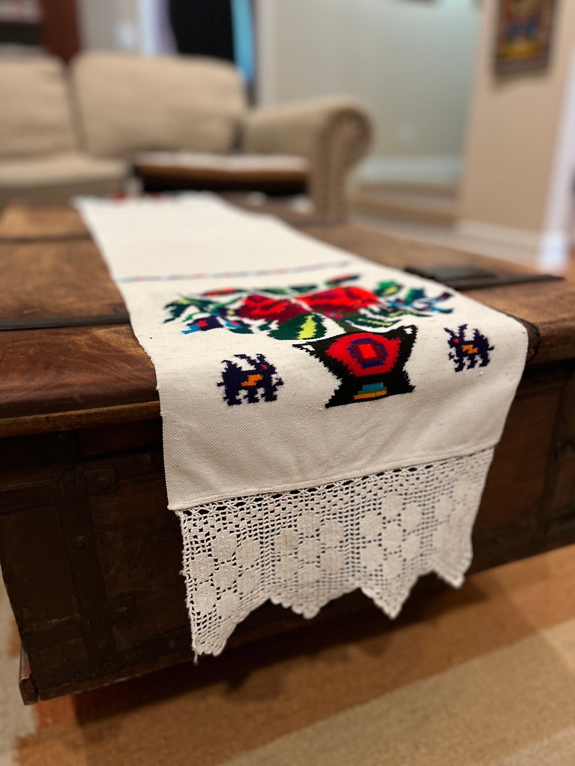 Vintage Romanian Folk Towel Table Runner Wall Decor From Transylvania ...