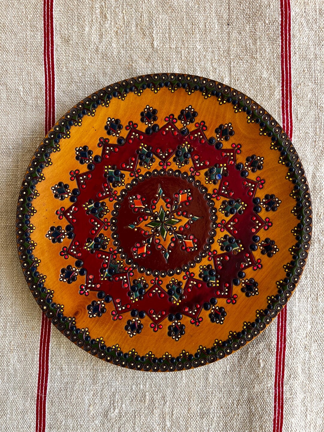 Cottage Core Wooden Folk Romanian Plate Hand Painted - Etsy