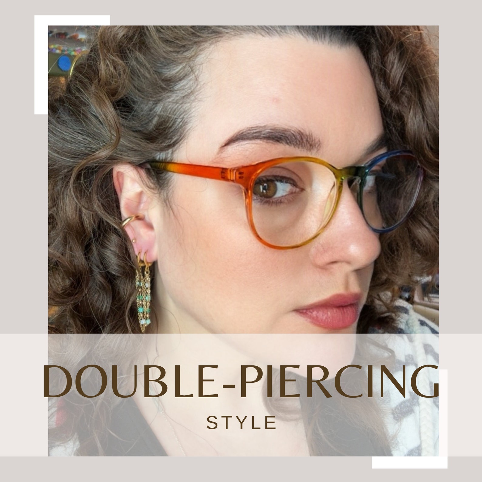 Triple Chain Loop Style Earplug Earrings, Beaded Dangle, Hypoallergenic ...