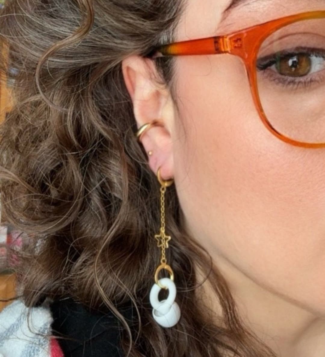 Loop Style Earplug Earrings, Chain Earrings, Double Piercing Jewelry ...