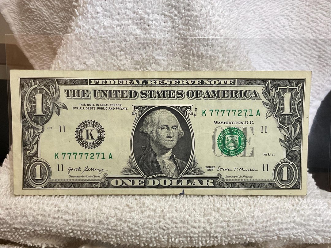 One Dollar Fancy Note. Series 2017. K77777271A. - Etsy