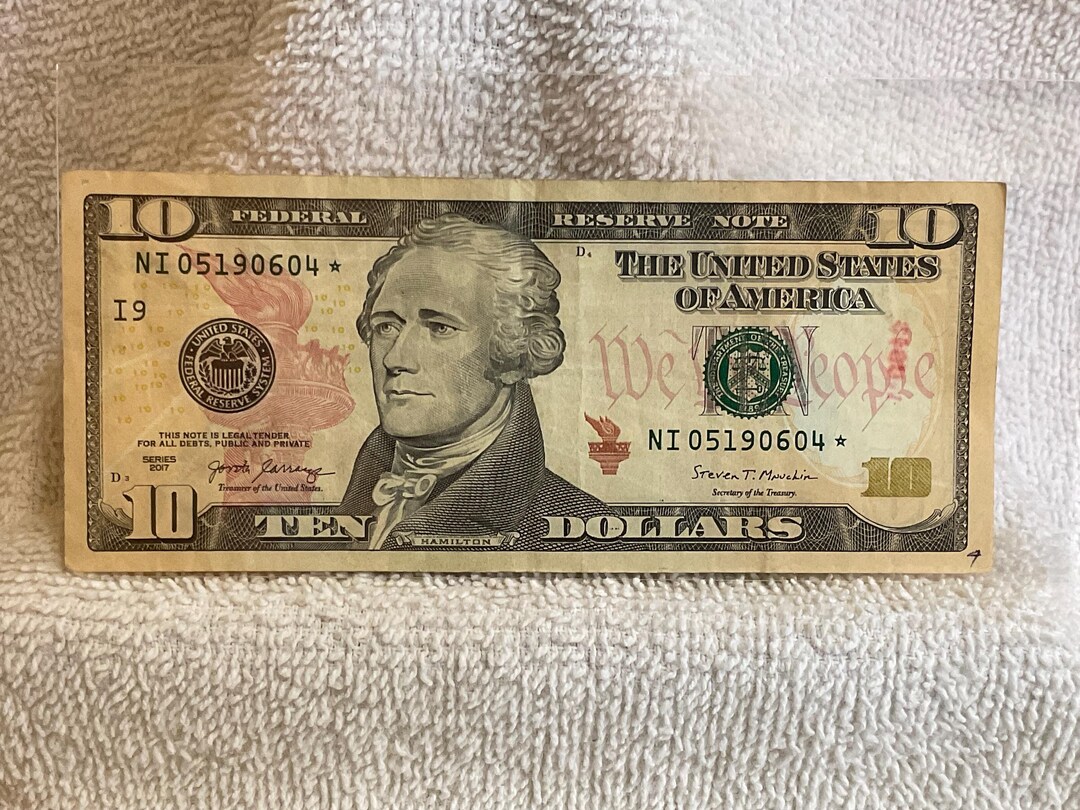 Ten Dollar Star Note. Series 2017. NI05190604 - Etsy