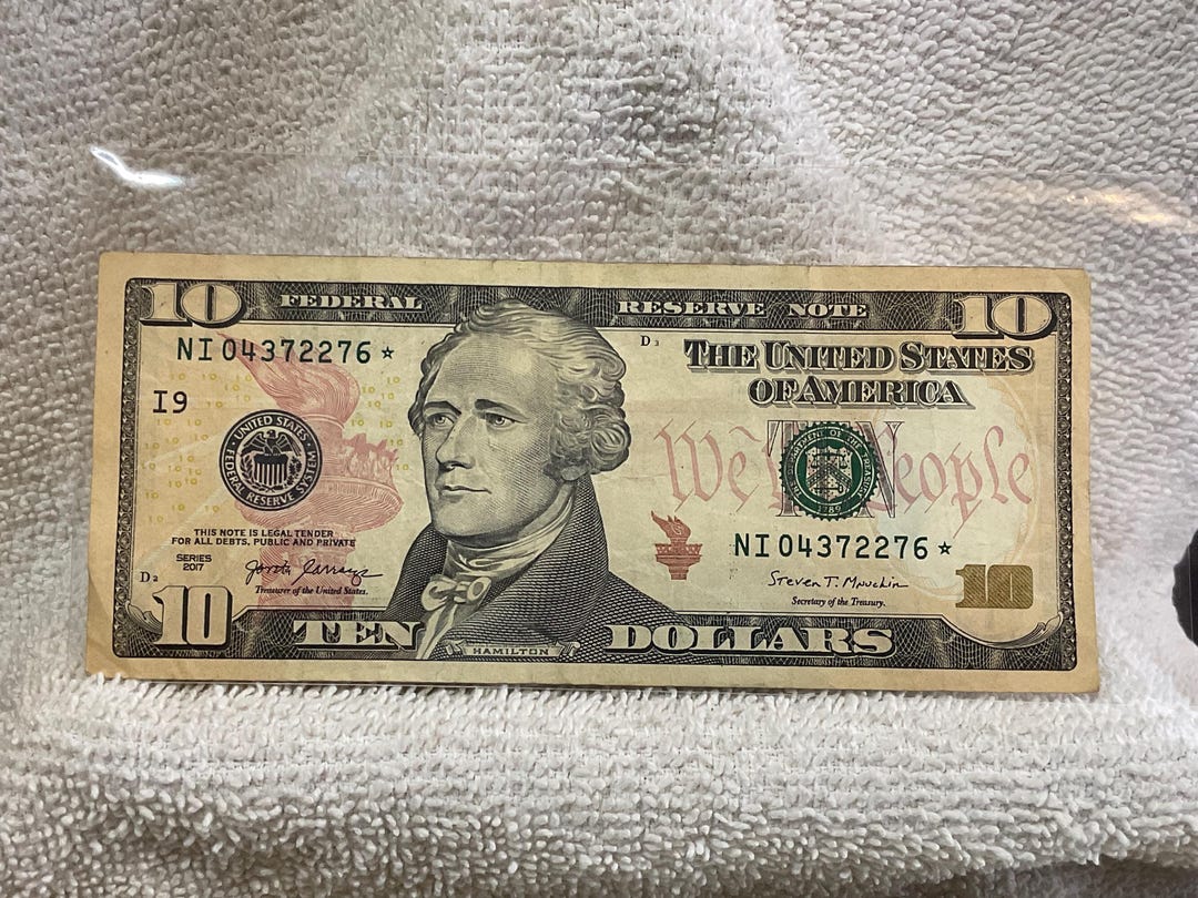 Ten Dollar Star Note. Series 2017. NI04372276 - Etsy