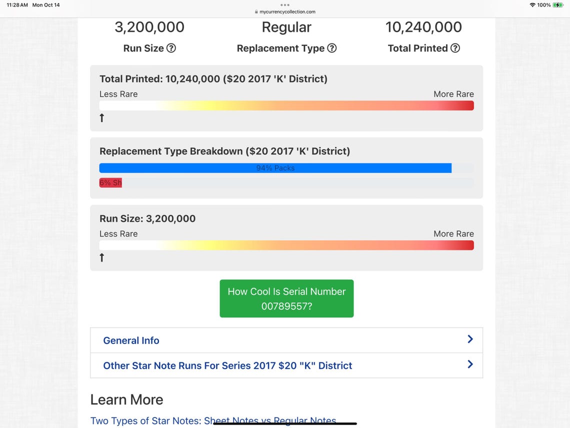 Twenty Dollar Star Note. Series 2017. NK00789557 - Etsy