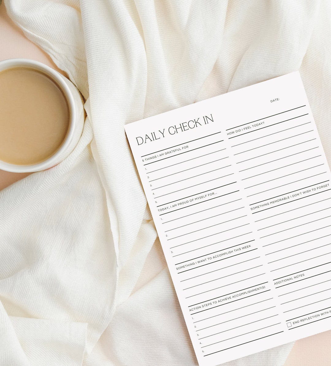 Daily Check in Journal Prompt, Instant Download, Digital Print - Etsy