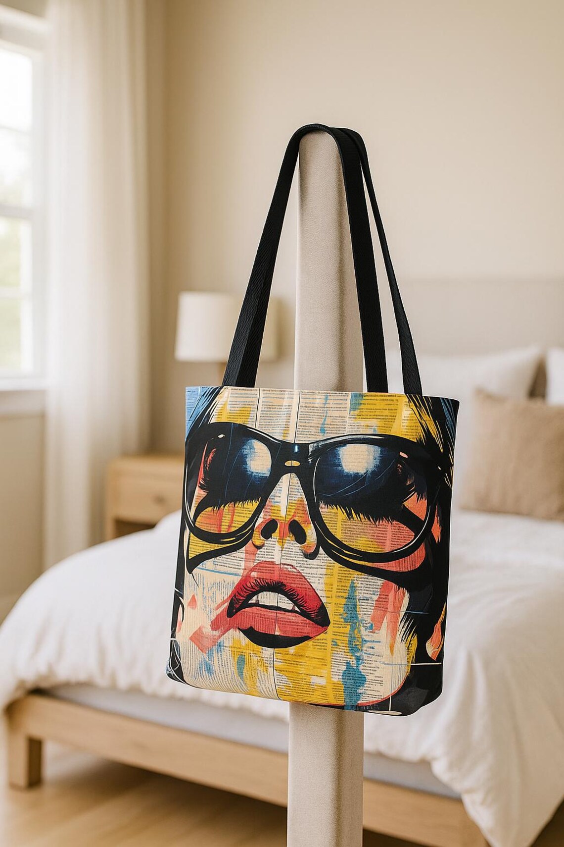 Pop Art Magazine Girl Vintage Retro Newspaper Vivid Collage Trendy Tote ...
