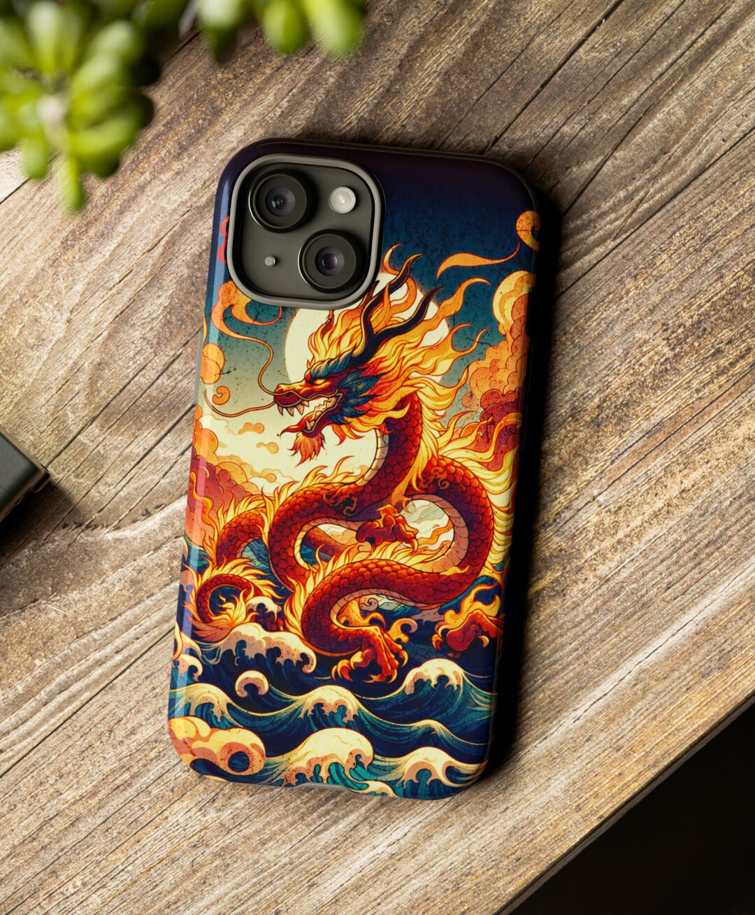 Fire Dragon Phone Case, Asian Art, Tough Dual Layer - Etsy