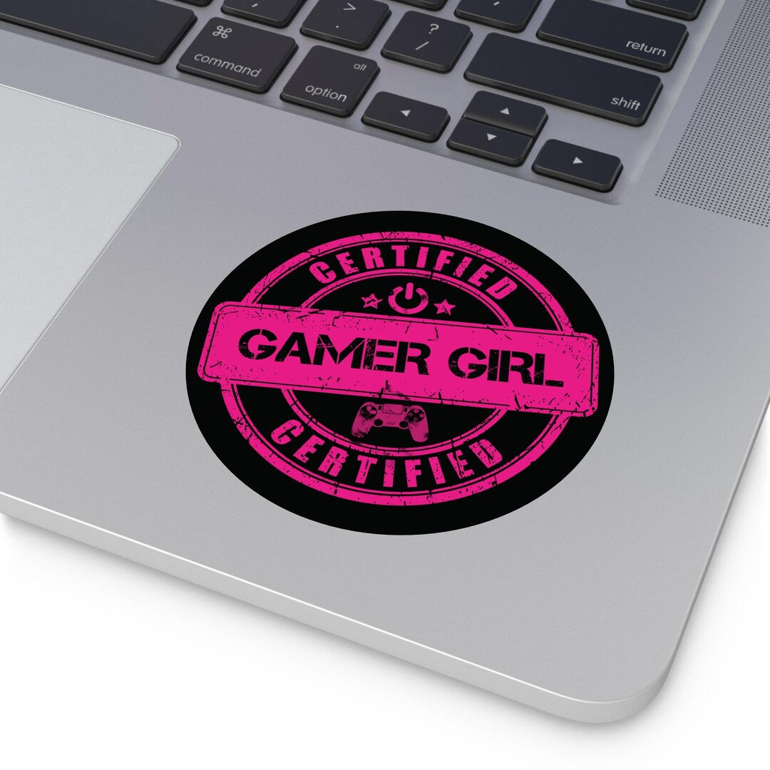 Certified Gamer Girl, Pink Gaming Controller, Decal Round Vinyl Sticker ...