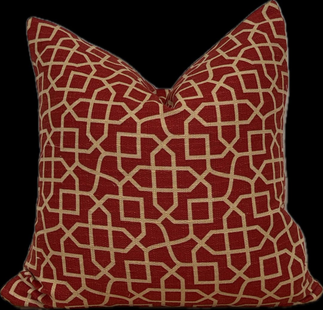 Geometric Golden and Crimson 18x18" Pillow - Etsy