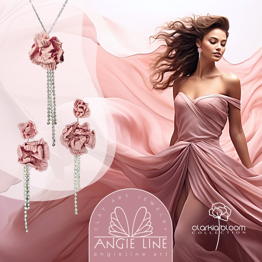 CLARKIA BLOOM COLLECTION Angie Line Art Polymer Clay Earrings and ...