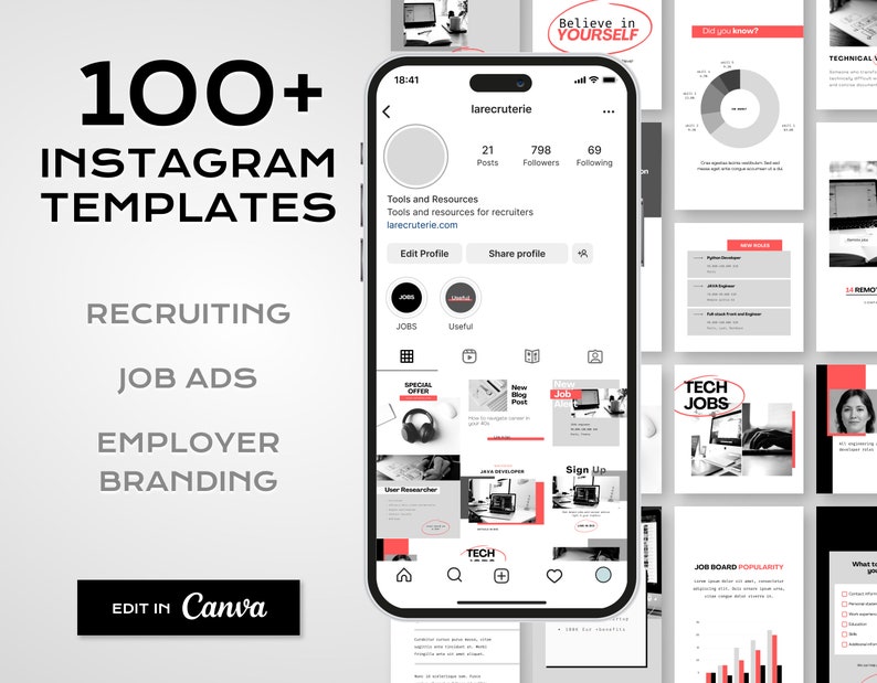MONO - 100+ Instagram Templates for Recruiters, Job Ads, Employer ...