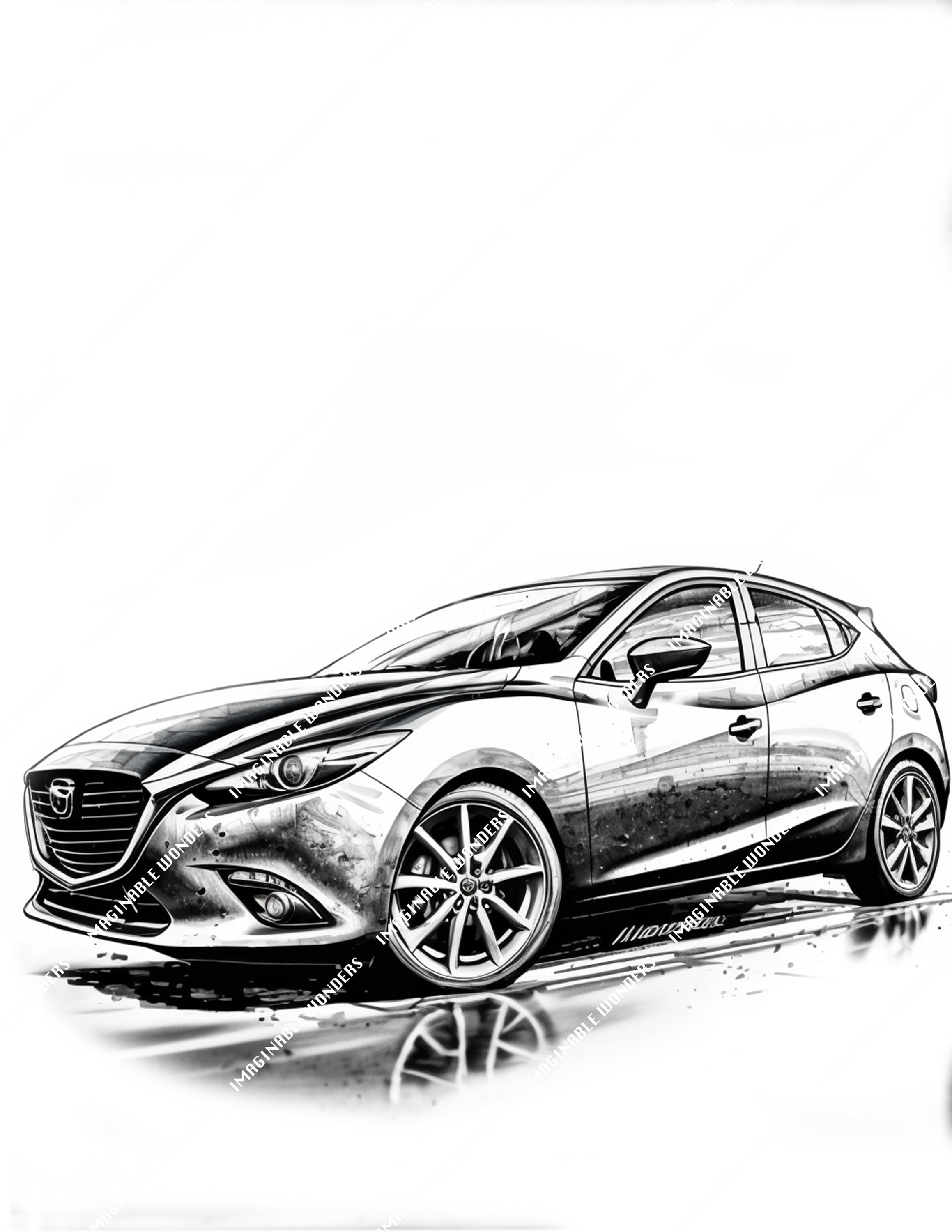 Detailed Car Coloring Book 1 Adult & Kids, Grayscale/sketch Coloring ...