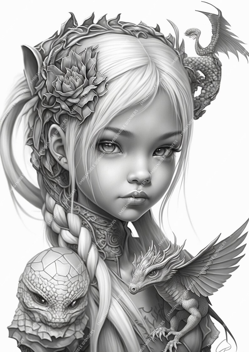 Dragon Fairy Girls Fantasy Coloring Book 1 Adults & Kids - Etsy