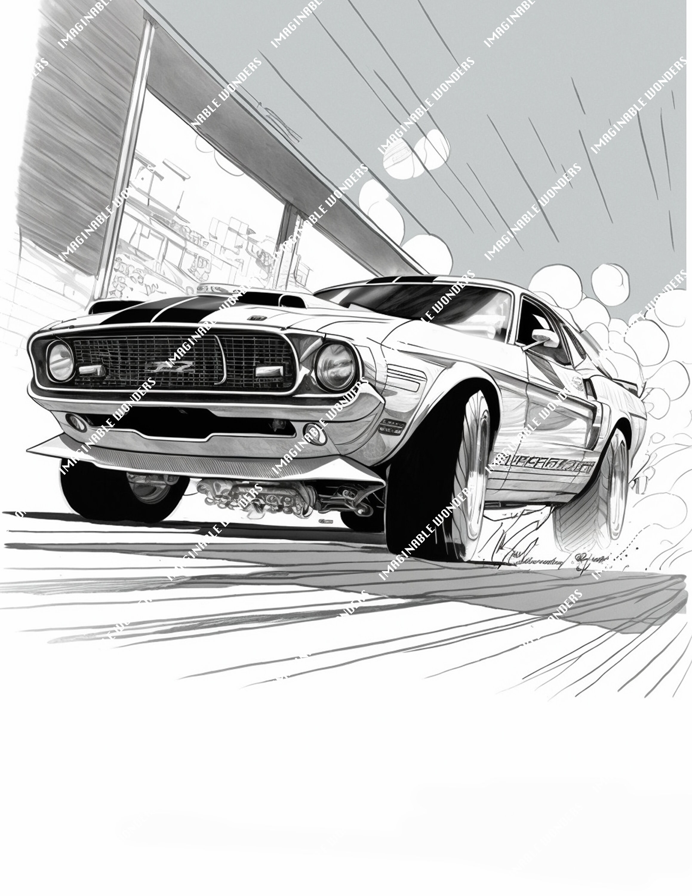 Detailed Car Coloring Book 1 Adult & Kids, Grayscale/sketch Coloring ...