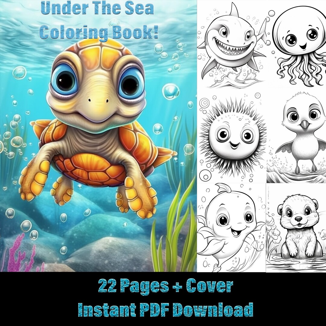 Under the Sea Coloring Book Adults & Kids Coloring Pages Printable Pdfs ...