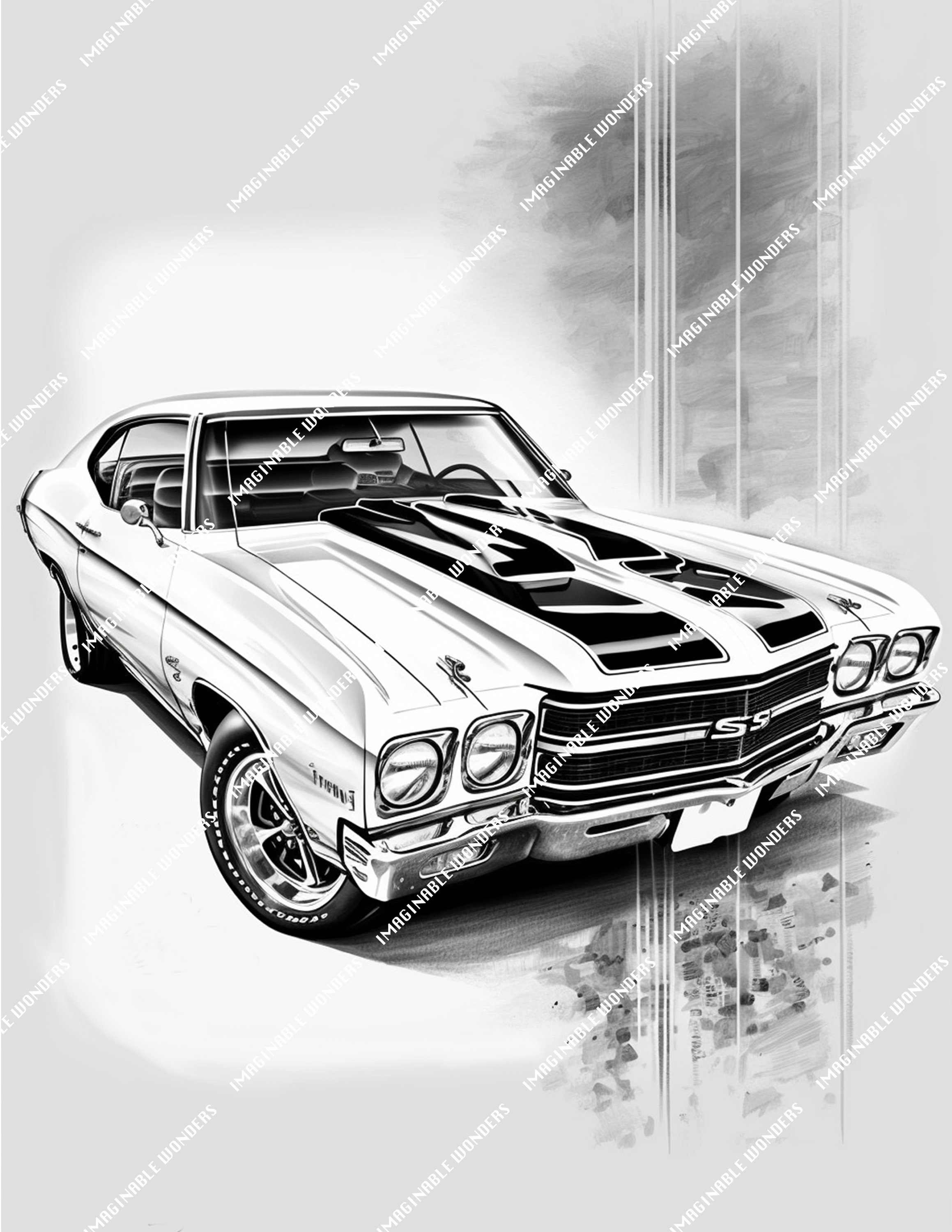 Detailed Car Coloring Book 1 Adult & Kids, Grayscale/sketch Coloring ...
