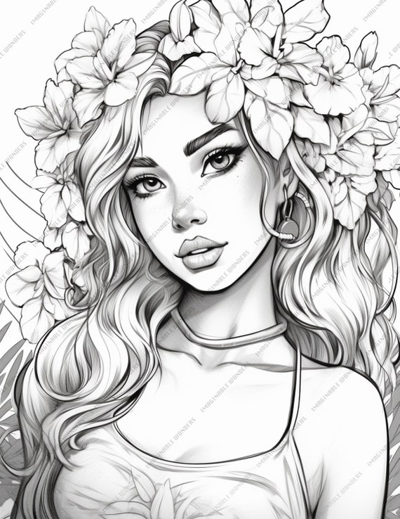 Printable Coloring Page Girl Portrait And Clothes Colouring 51 Off