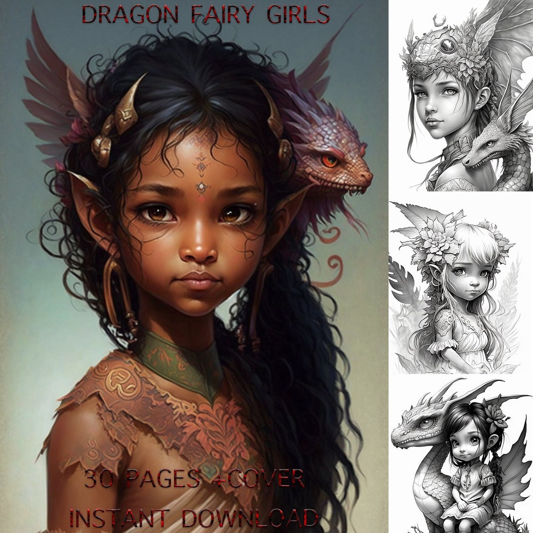 Dragon Fairy Girls Fantasy Coloring Book 1 Adults & Kids - Etsy