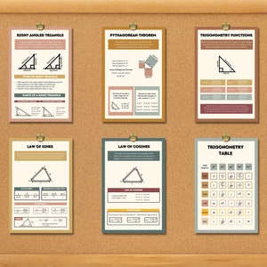 Trigonometry Posters, Right Triangle, Pythagorean Theorem, Law of Sine ...