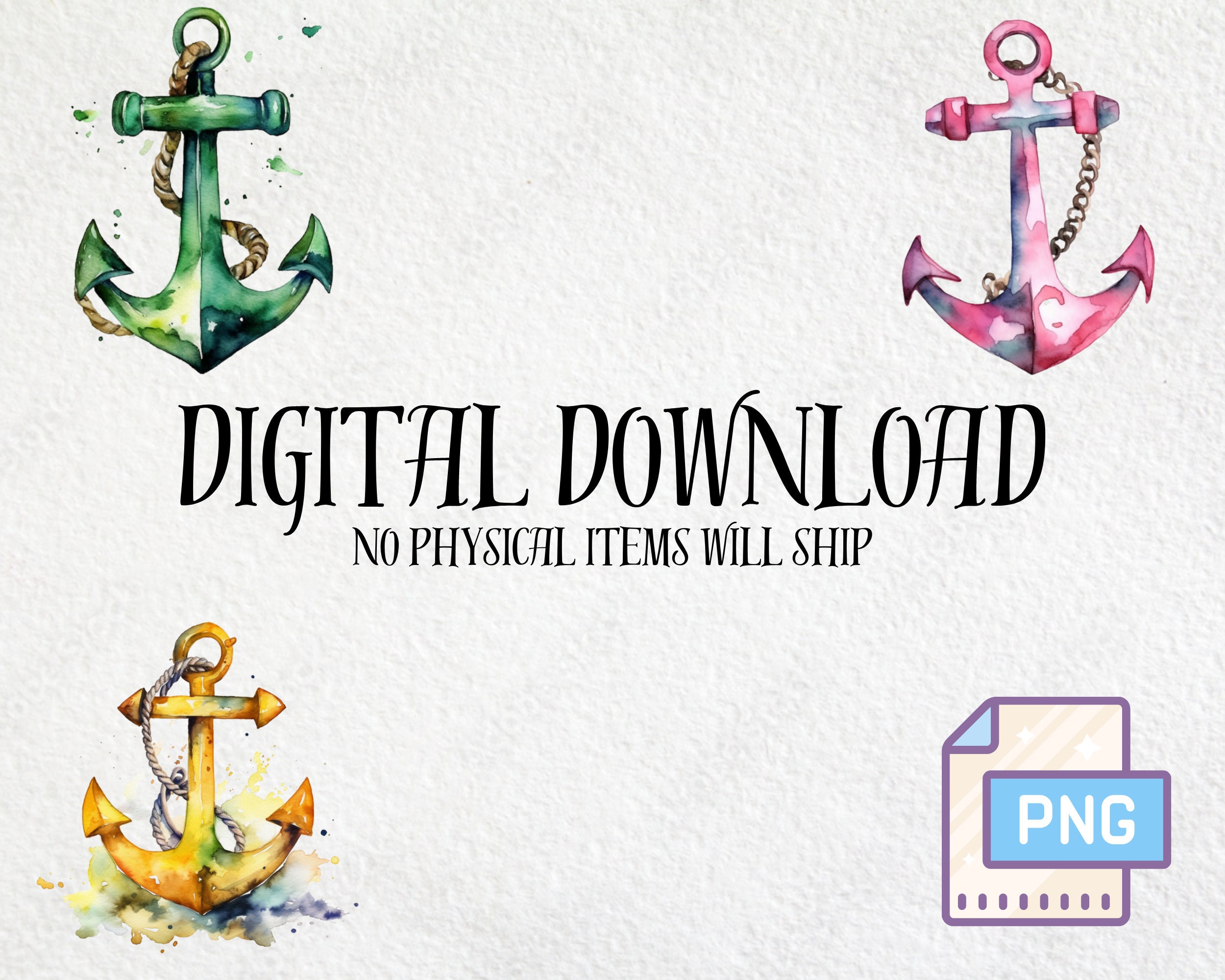 Watercolor Anchor Clipart Bundle, Anchor Clip Art, Nautical Clip Art ...