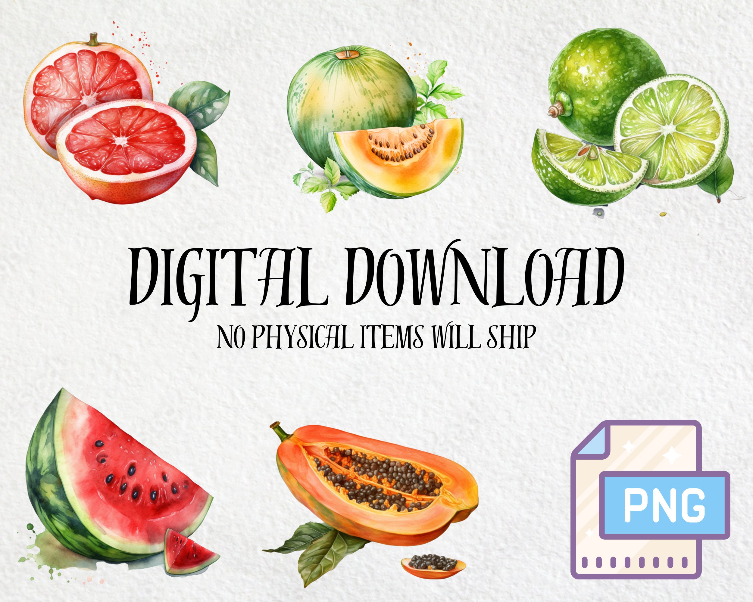 Fruit Watercolor Clip Art Bundle Fruit PNG Fruit Clip Art - Etsy