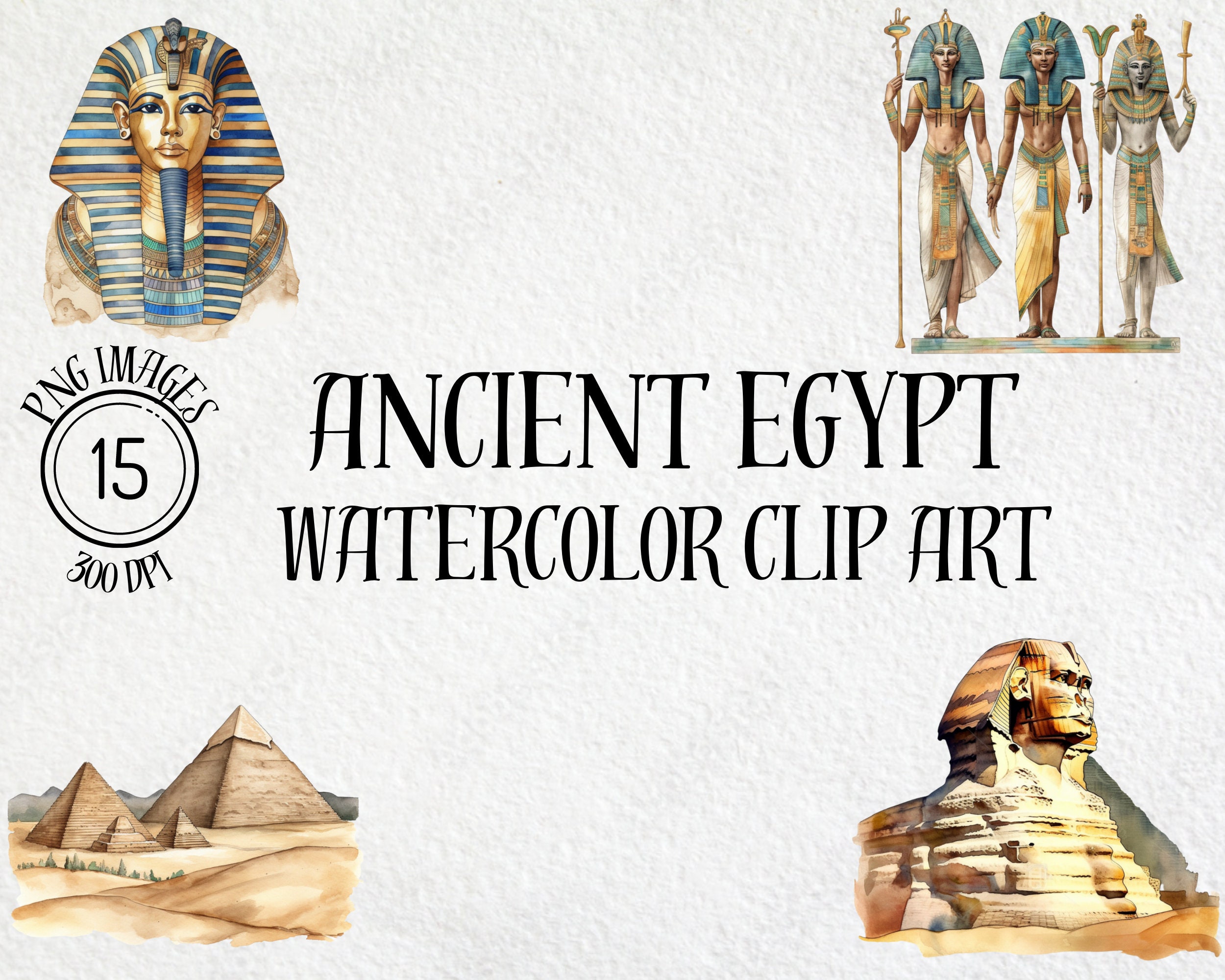Egyptian Clip Art Watercolor Clipart Ancient Egypt Egyptian - Etsy