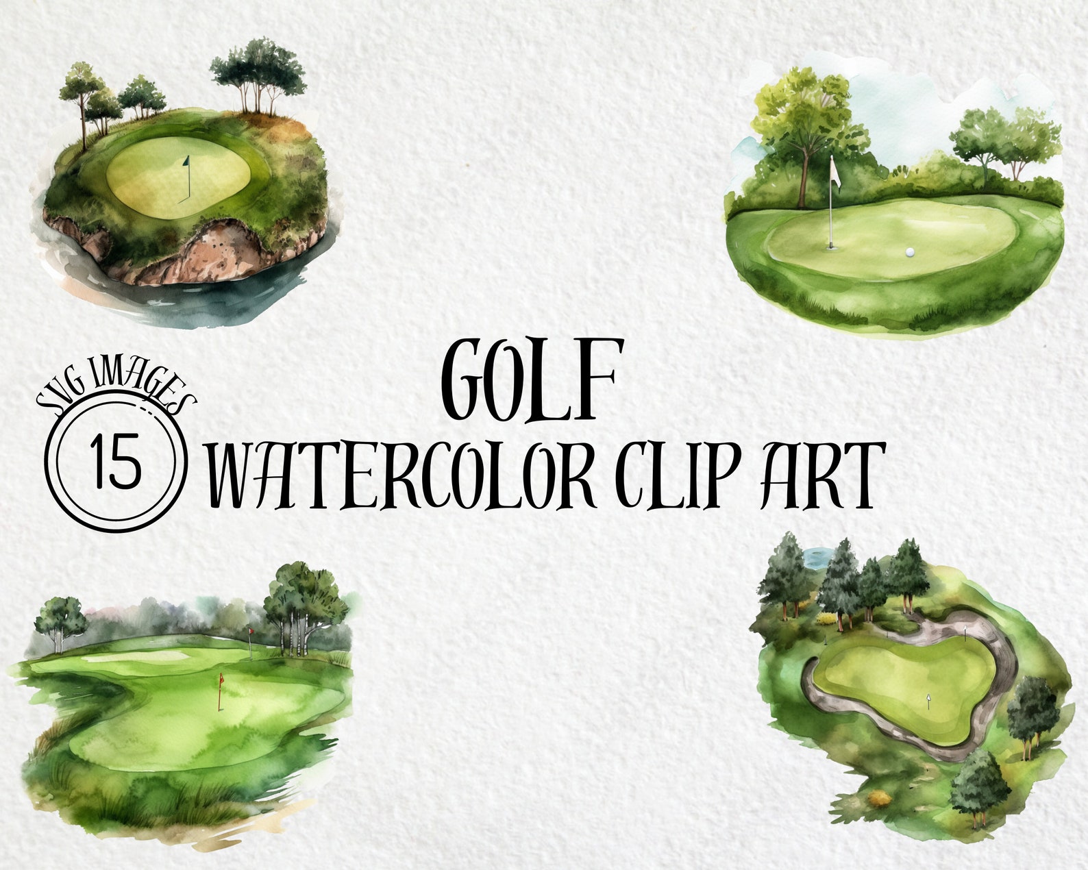 Watercolor Golf Clip Art Bundle, Golf SVG, Golf Clip Art, Digital ...
