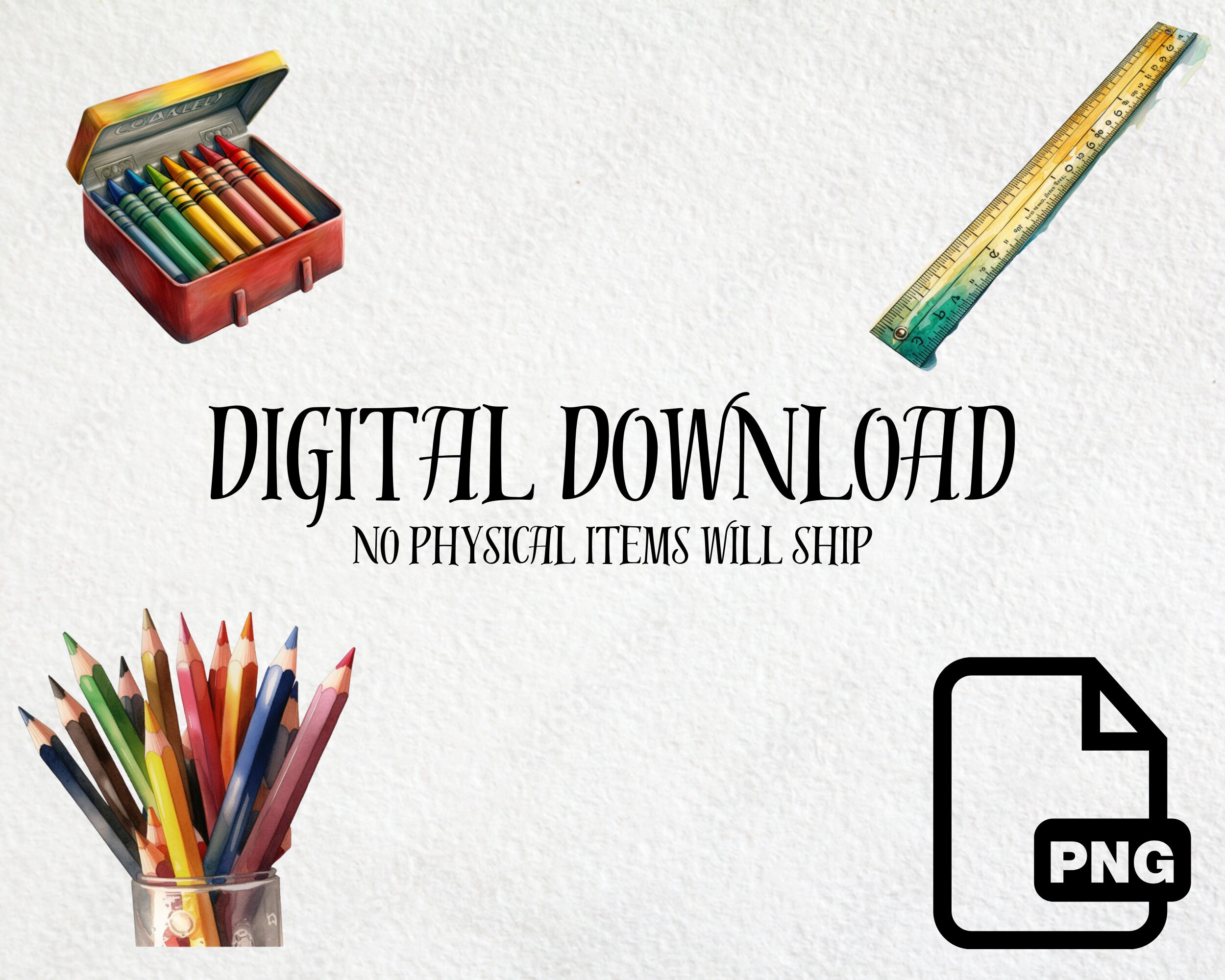 School Clip Art Bundle, Watercolor Clipart, Back to School PNG, Back to ...