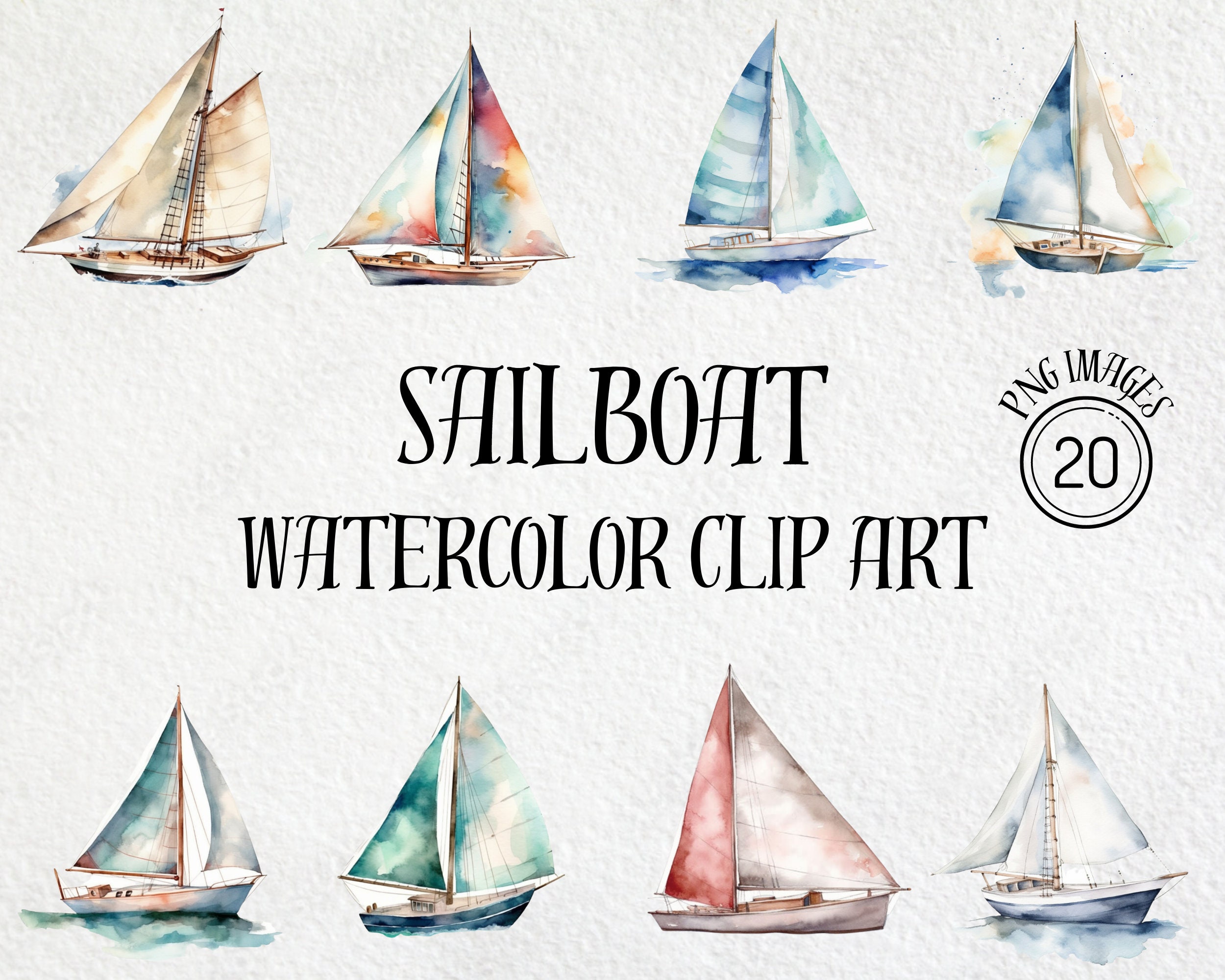 Watercolor Sailboats Clipart Nautical PNG Sailboat Art - Etsy