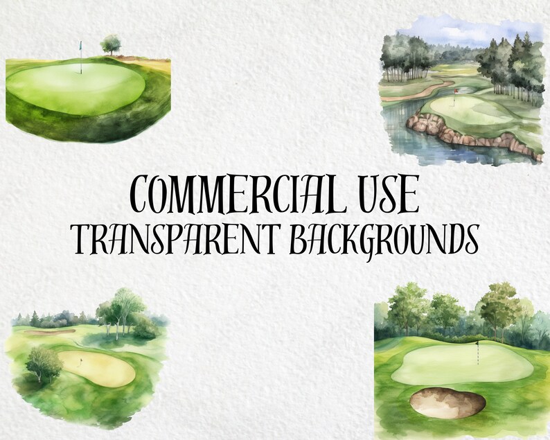 Watercolor Golf Clip Art Bundle: SVG Images for Commercial Use (digital ...
