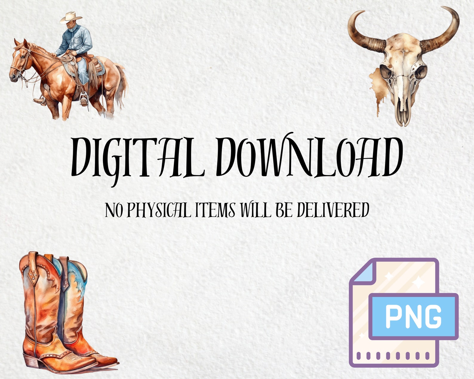 25 Western Watercolor Clip ART, Cowboy Ranch Watercolor Art, PNG ...