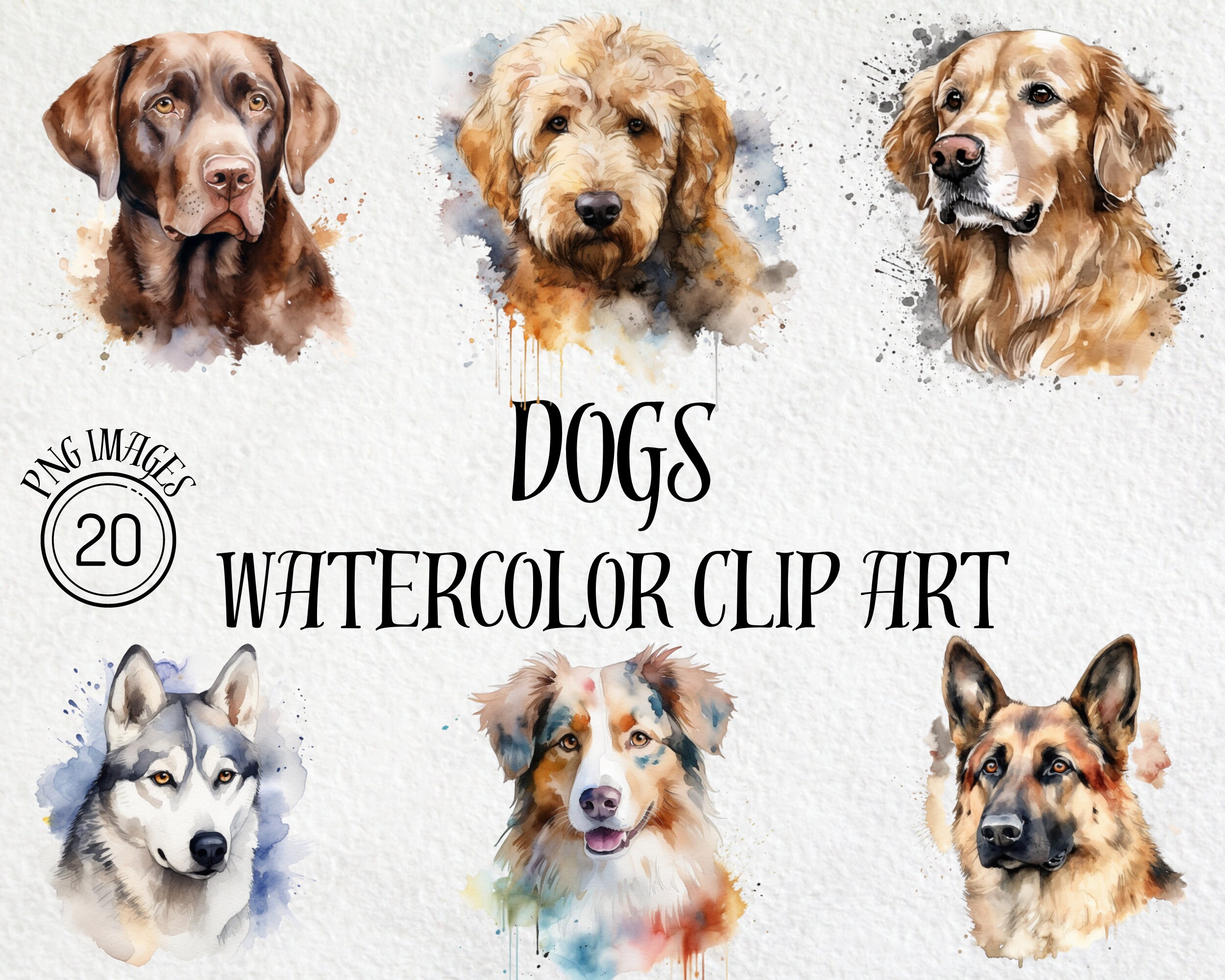 Watercolor Dogs Clipart Bundle 20 Dog Dog Clipart PNG Files - Etsy