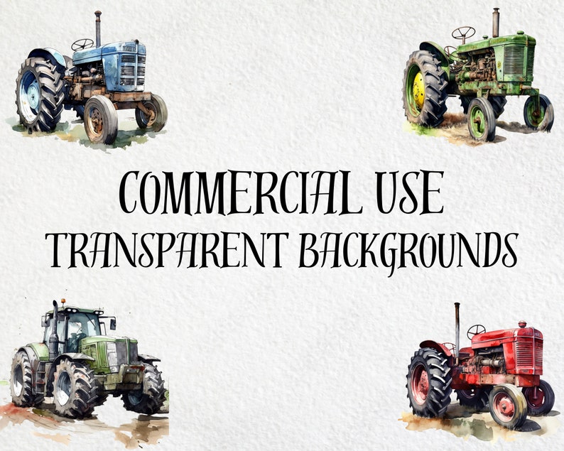 Watercolor Tractor Clip Art Bundle, Farm SVG (digital Download) - Etsy