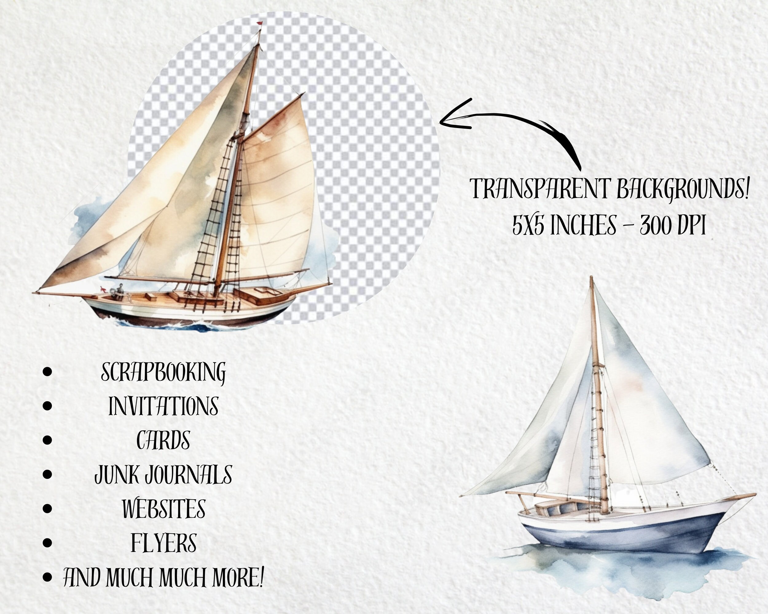 Watercolor Sailboats Clipart Nautical PNG Sailboat Art - Etsy