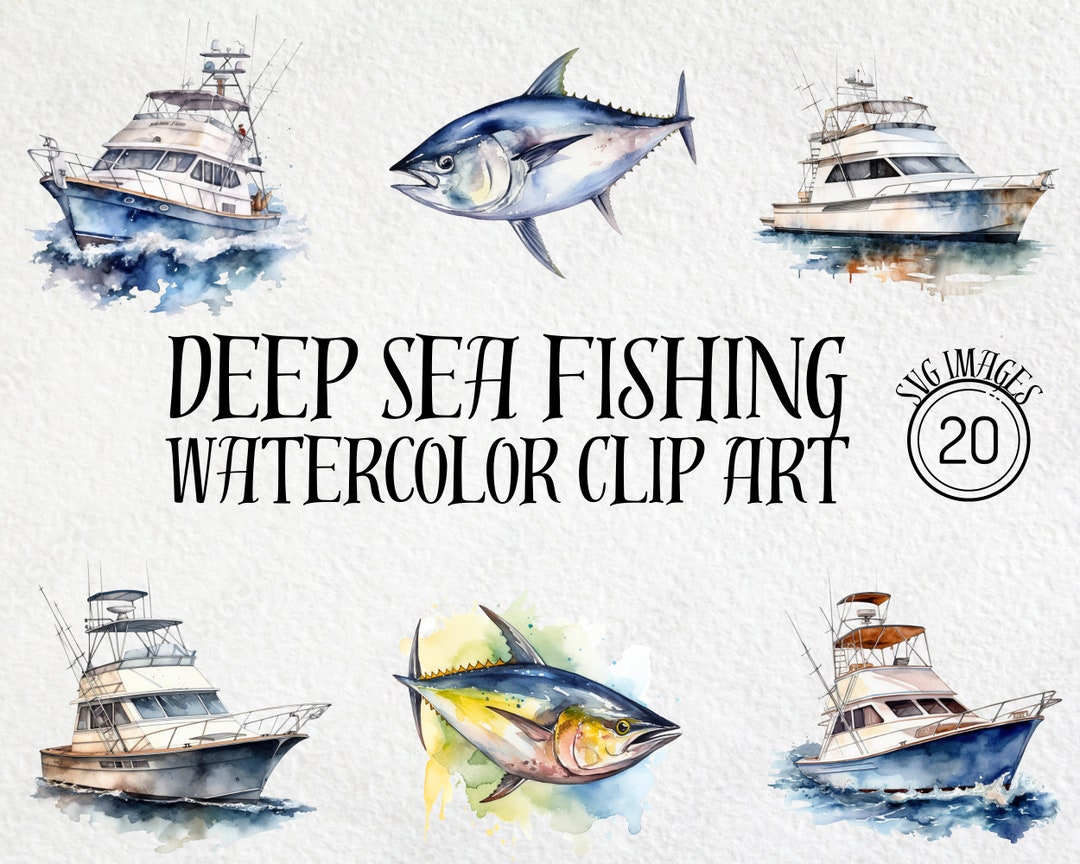 Deep Sea Fishing Watercolor Clipart: SVG Images (digital Download) - Etsy
