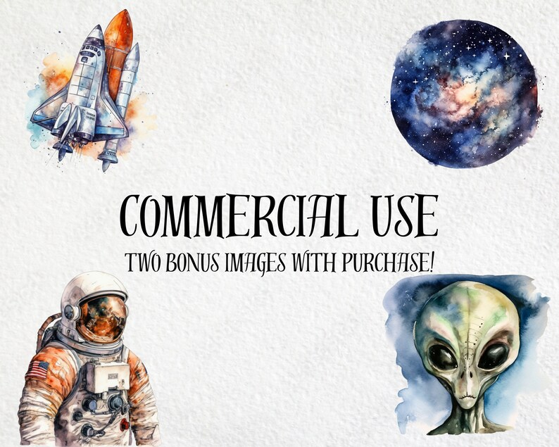 Outer Space Watercolor Clipart Bundle, Outer Space Clipart, Space PNG ...