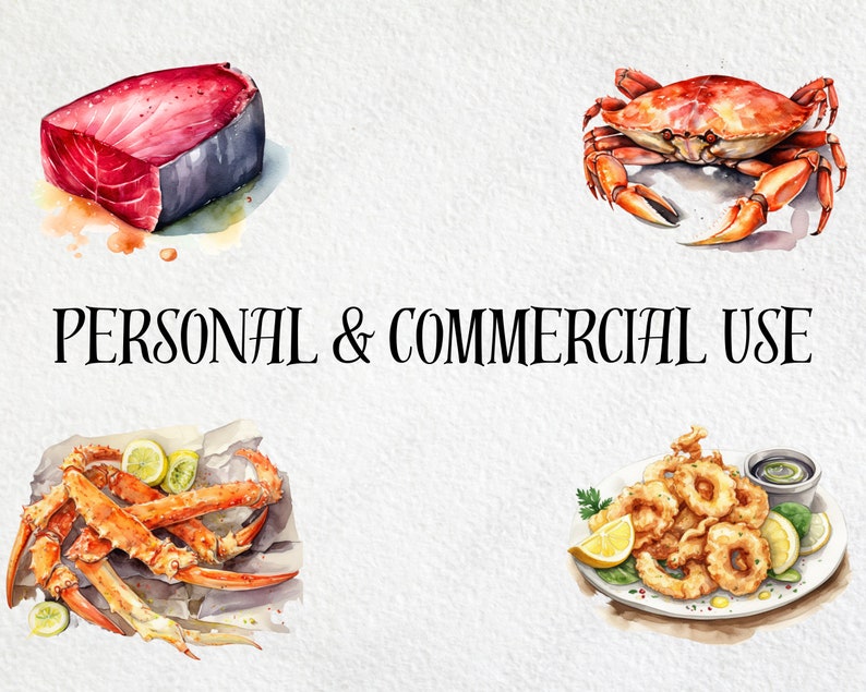 Watercolor Seafood Clipart Bundle, Crab, Lobster, PNG (digital Download ...