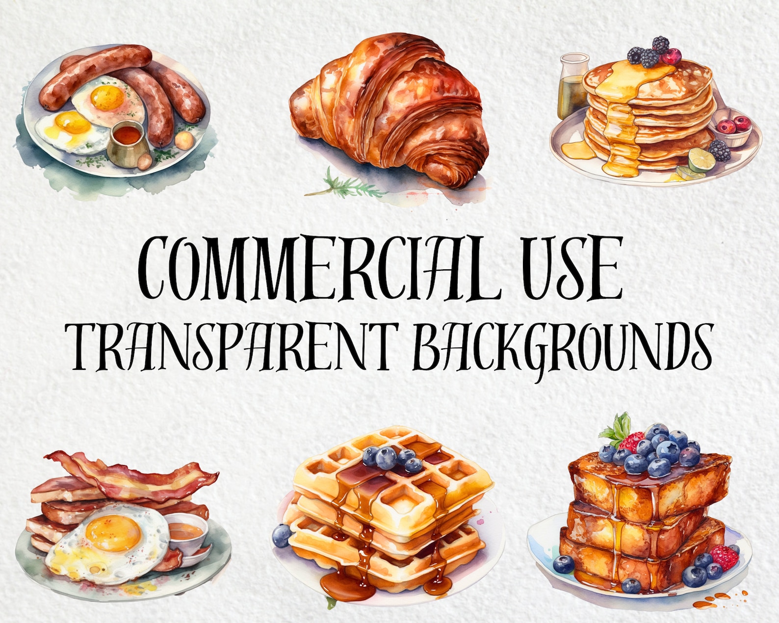 Watercolor Breakfast Clipart: Food Illustrations, PNG Images Digital ...