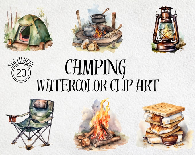 Camping Clipart Vector SVG Design, Outdoor Adventure Graphics, Camping ...