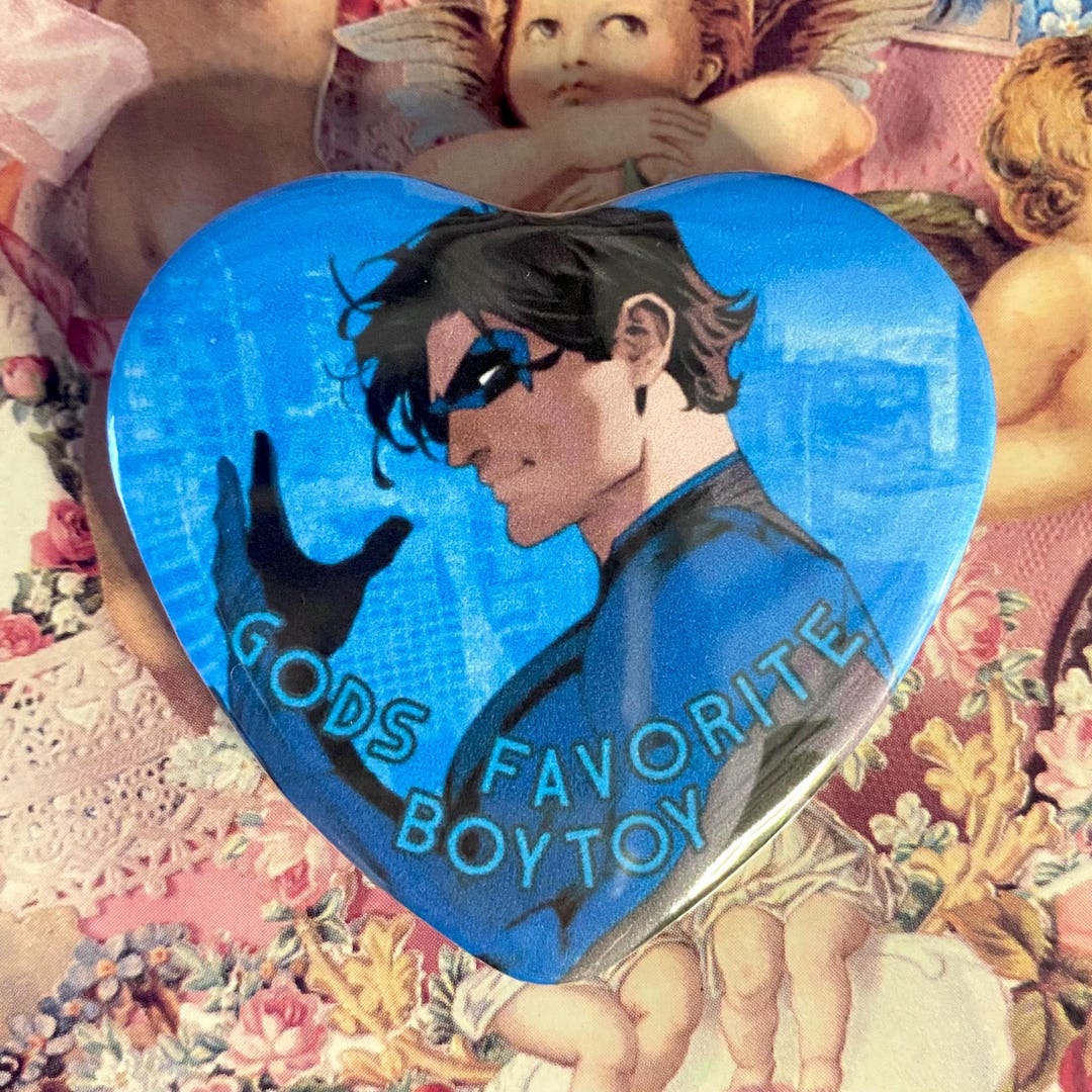 Nightwing "boytoy" 57x53mm Metalback Heart Shaped Pin - Etsy