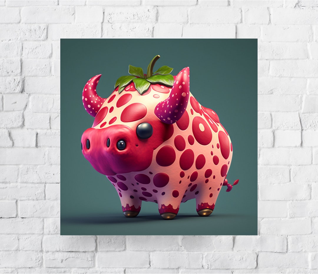 Strawberry Cow - Etsy