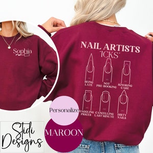 PERSONALIZED NAIL TECH Sweatshirt, Nail Artist Gift, Cosmetology ...