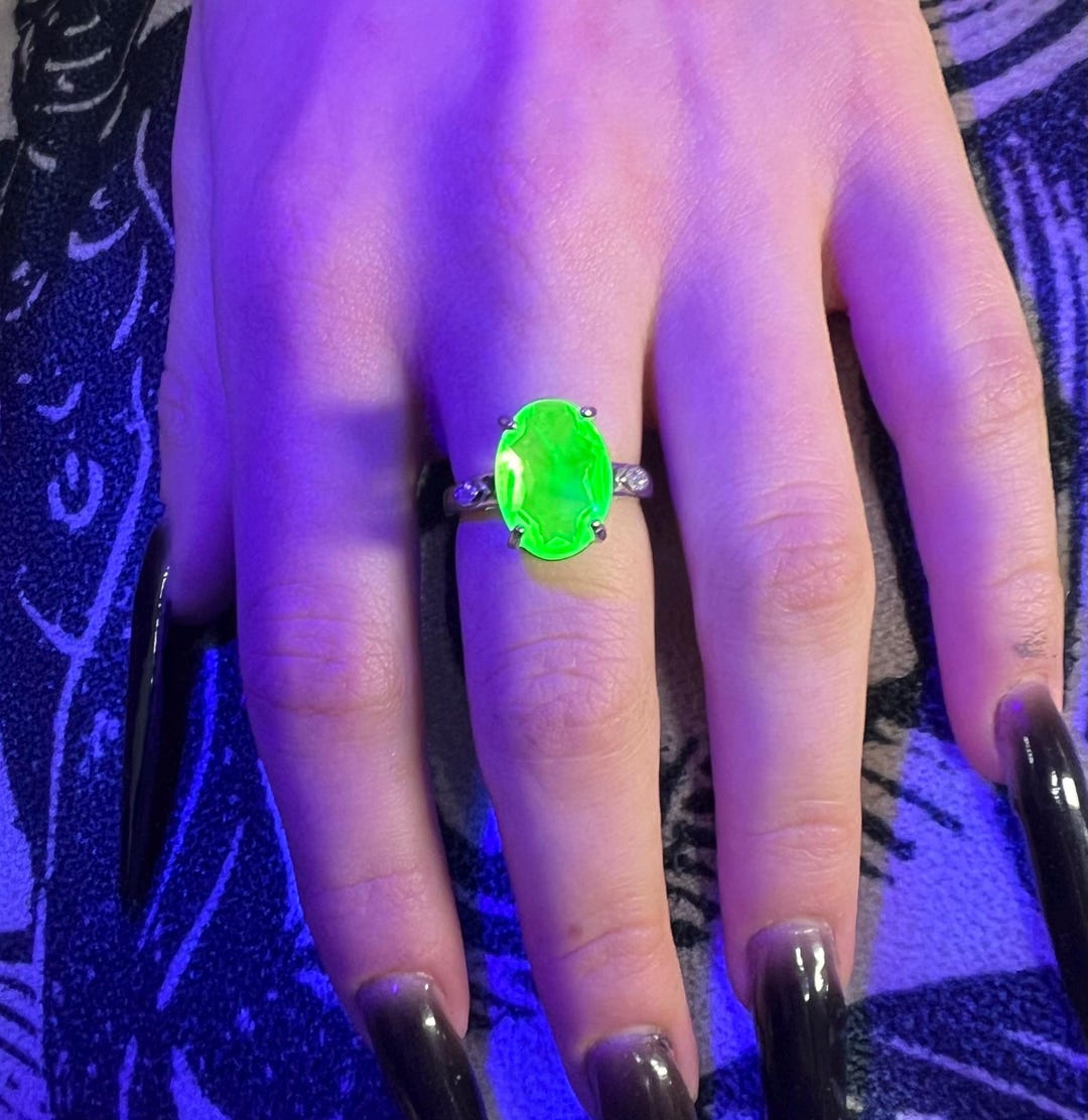 Uranium Glass Gemstone 925 Sterling Silver Ring - Etsy
