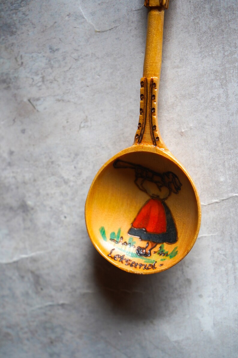 Vintage Hand Painted Swedish Folk Style Wooden Spoon. Vintage ...