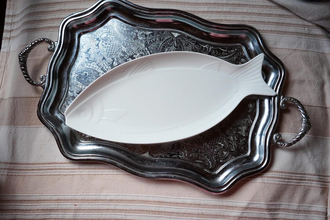 Vintage Porcelain Fish Serving Plate, Boho Style, Shabby Sheek Style ...