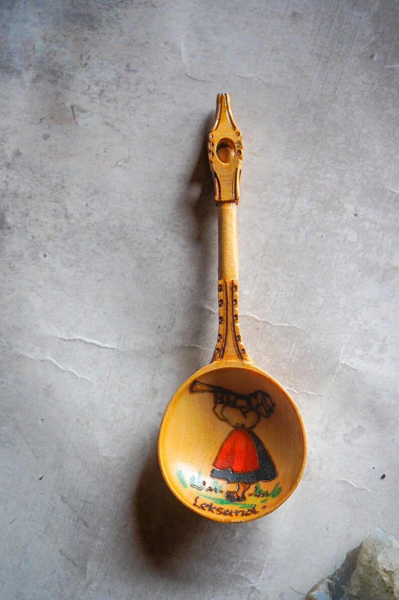 Vintage Hand Painted Swedish Folk Style Wooden Spoon. Vintage ...