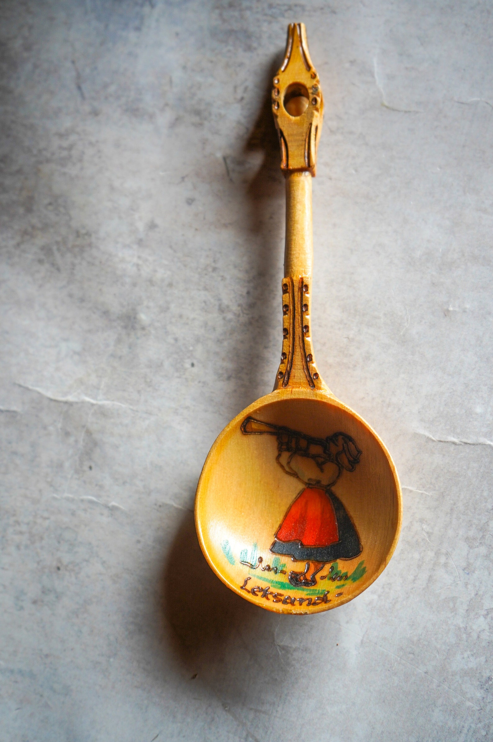 Vintage Hand Painted Swedish Folk Style Wooden Spoon. Vintage ...